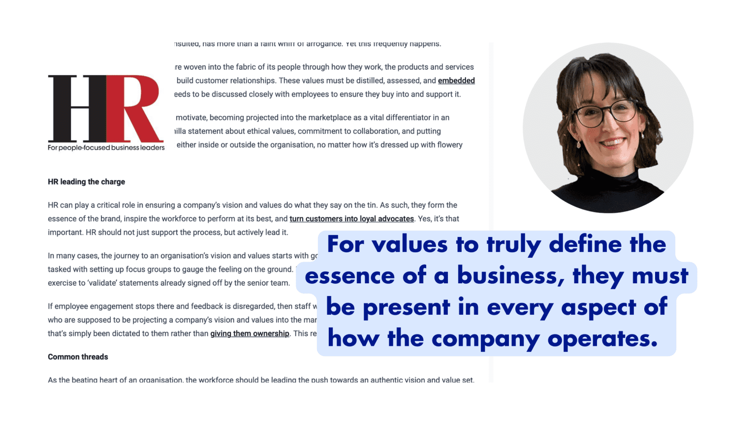HR Magazine: Who Owns The Values Of A Company? Should It Be HR? - Matrix